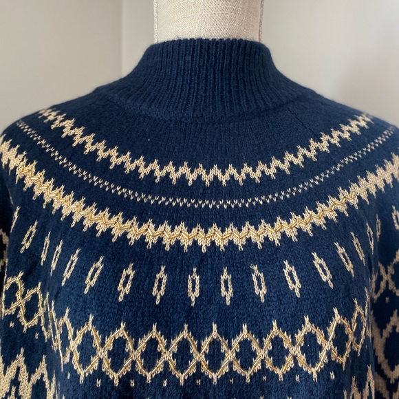 Joules | Sweaters | Joules Elvie Navy Gold Metallic Beaded Fair Isle ...